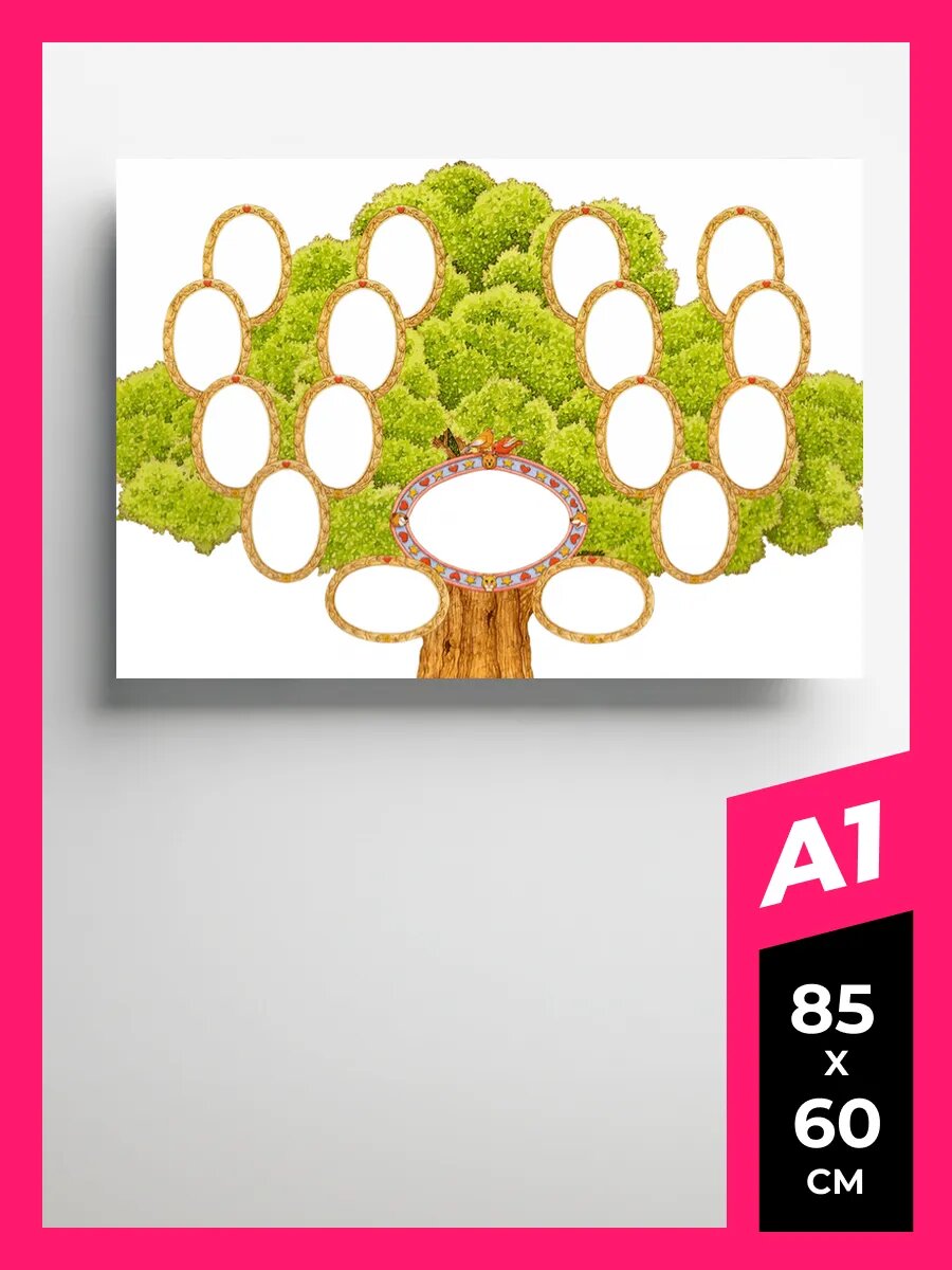 Плакат Семейное древо постер 17 A1, матовая фотобумага премиум качества