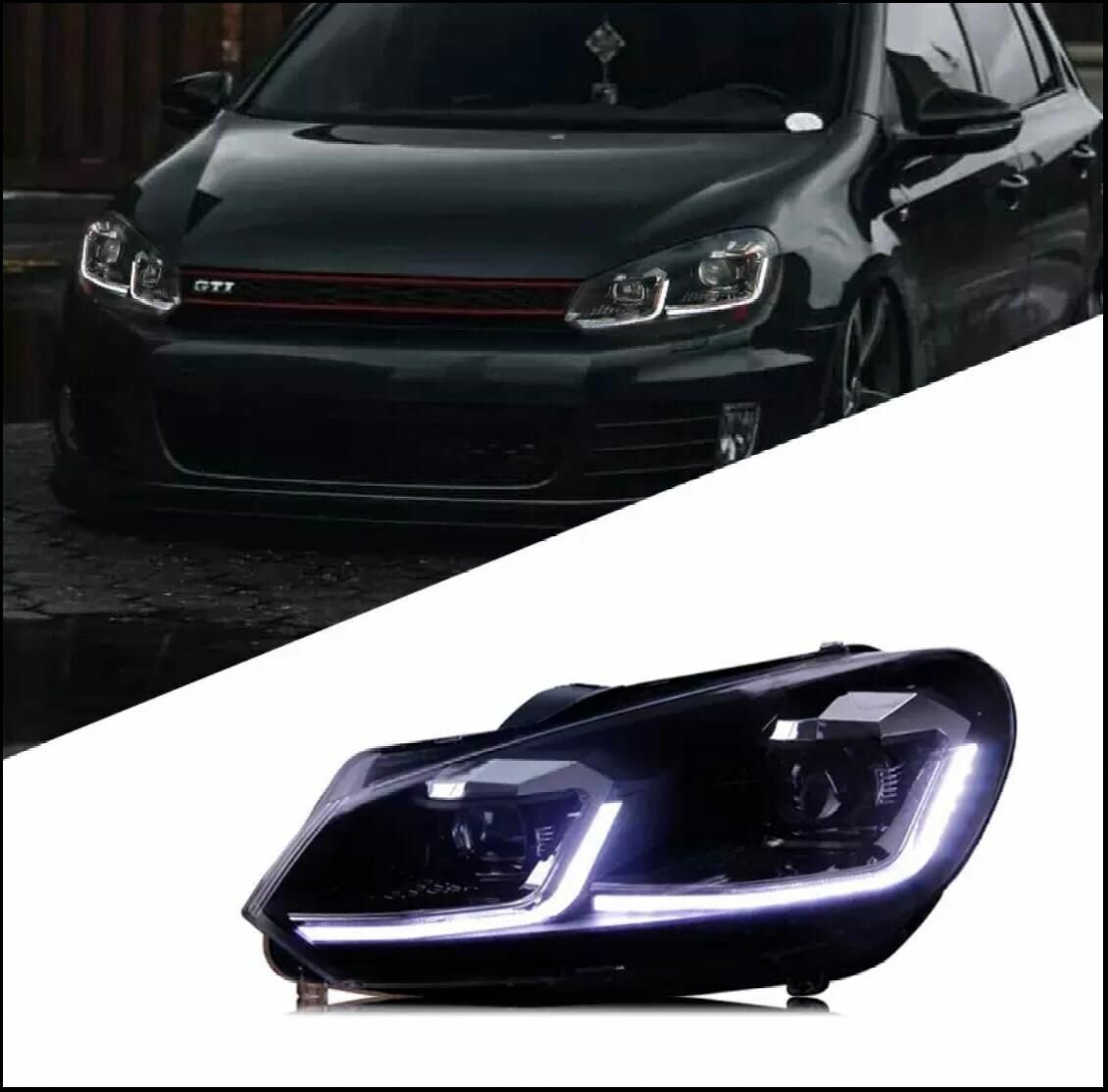 Тюнинг фары для Volkswagen Golf 6 LED хром лампы светодиодные в комплекте