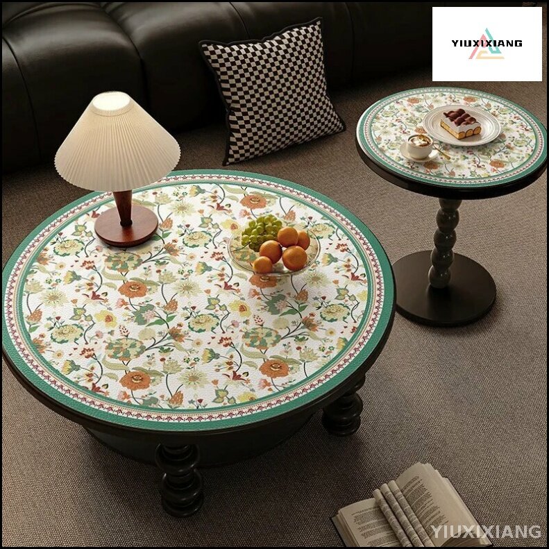 Эксклюзивная маслостойкая скатерть из искусственной кожи PU, круглая