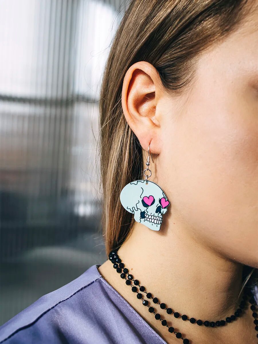 Серьги с подвесками, эмаль, акрил