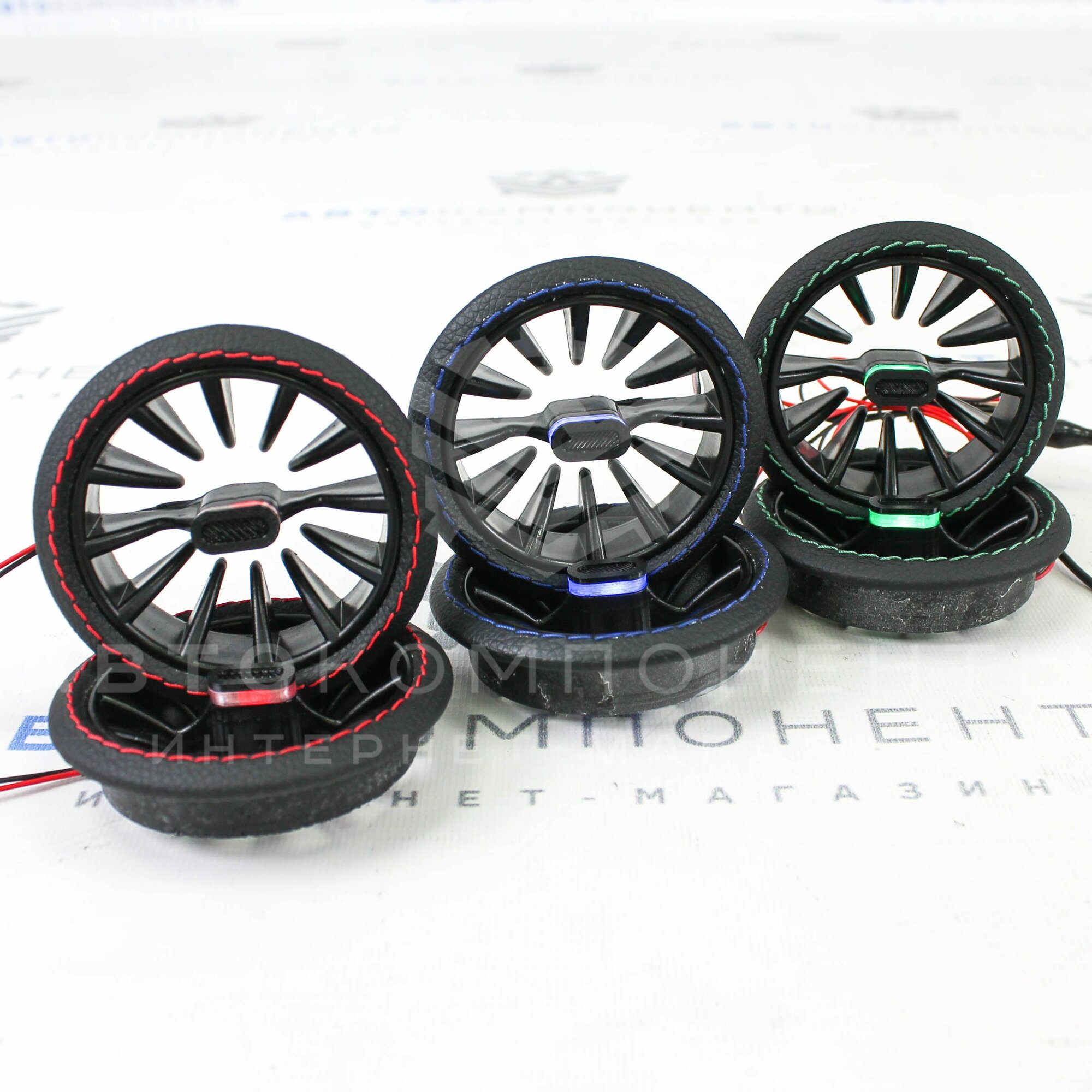 AMG дефлекторы (с подсветкой) в коже Лада Калина / Гранта / Ларгус (Красная нить)