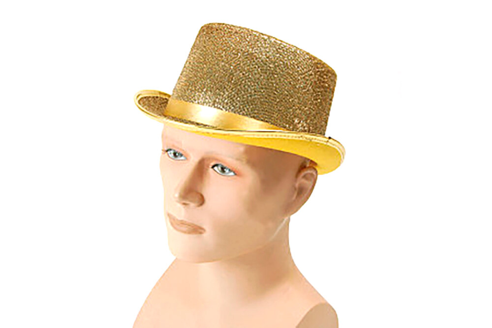 Цилиндр золотой BH467 2495L, волнистые края, искусственный фетр, высота 12 см, размер 56