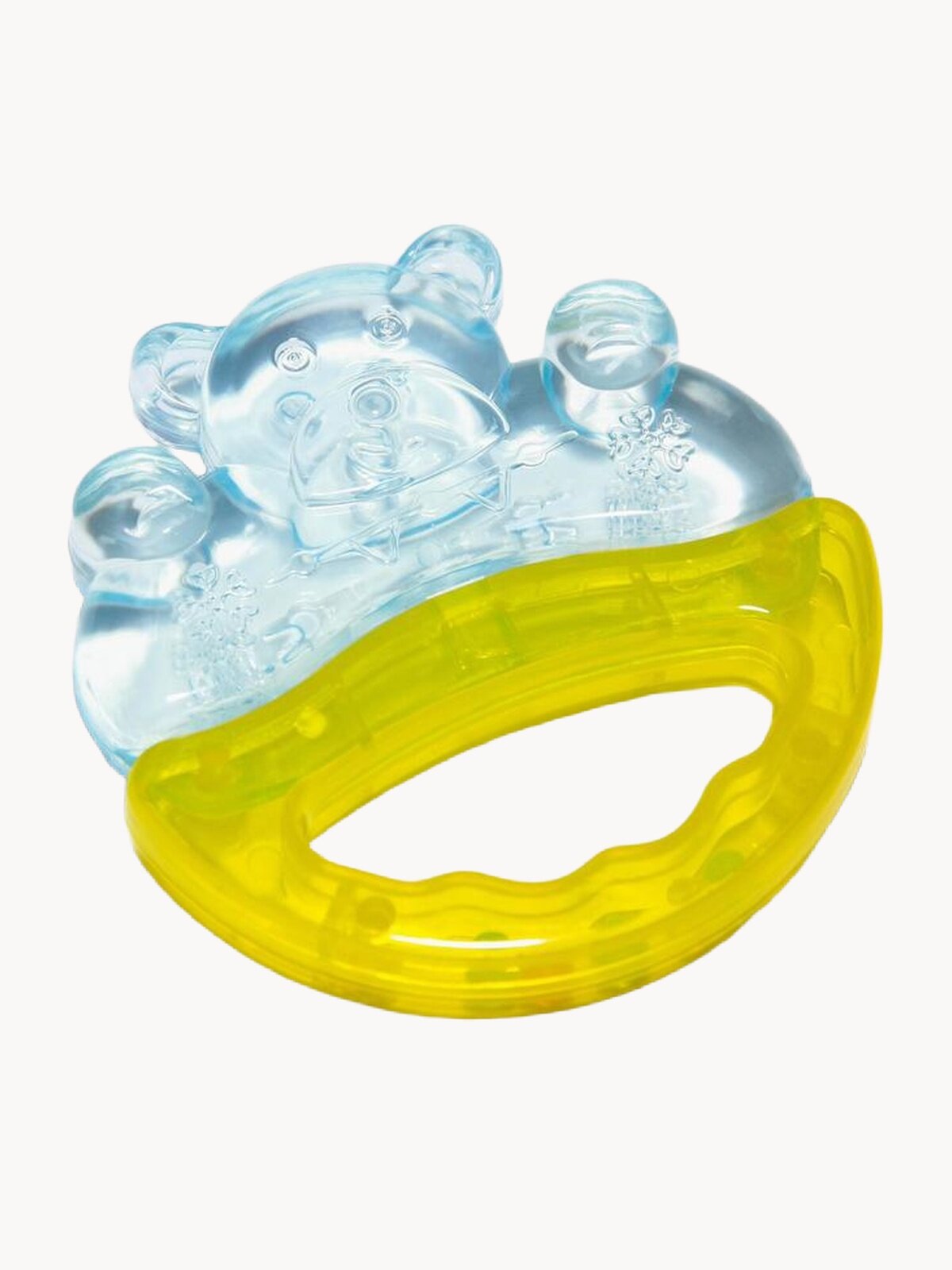 Прорезыватель для зубов охлаждающий с водой и погремушкой, желтый