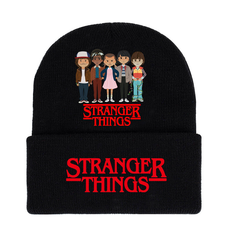 Stranger Things 4 Stranger Things юбилейная вязаная шапка с принтом бархатная шапка эластичная шапка Европейская и американская теплая шапка