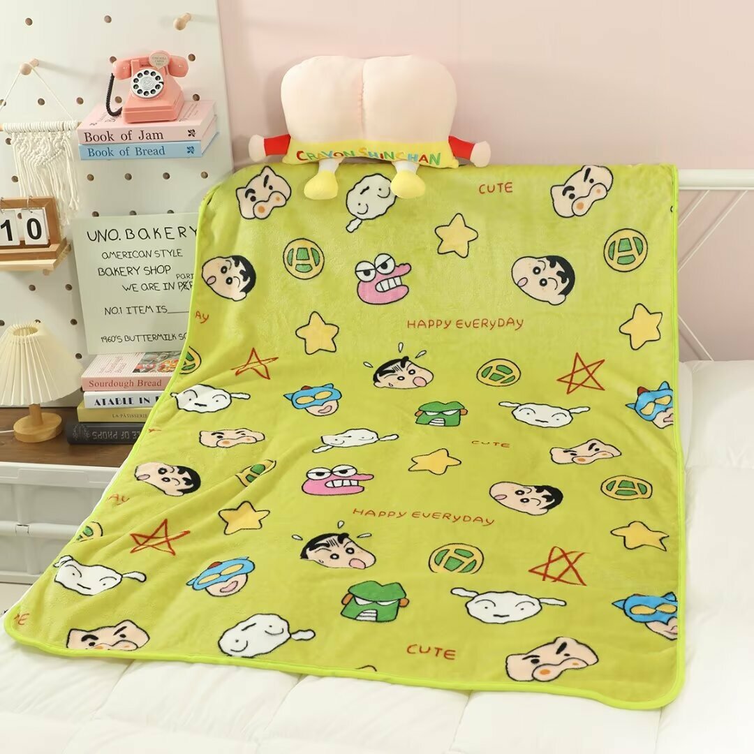 Плед с мультяшными персонажами, плед для сна, утепленный плед, плед для кондиционера, портативный дорожный плед, автомобильный плед, подушка для спины, подушка для поддержки шеи.