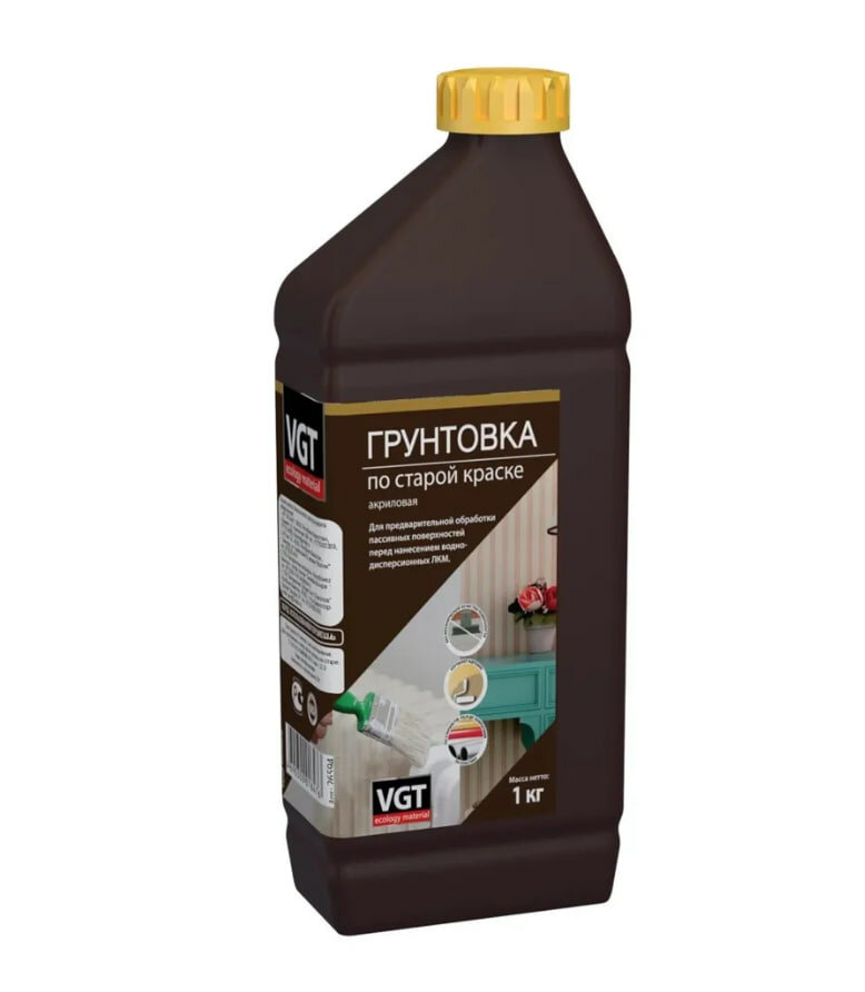 Грунтовка по старой краске VGT, грунтовка акриловая для наружных и внутренних работ, 1 кг