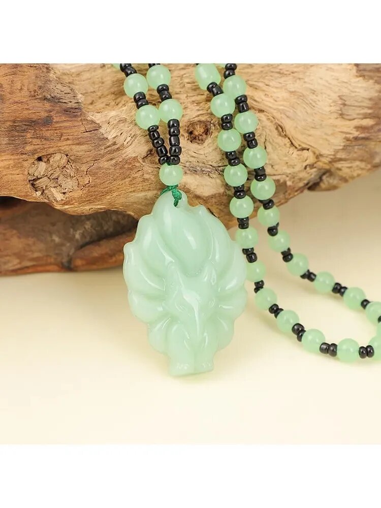 Розовый кристалл лиса кулон девятихвостый лиса ожерелье