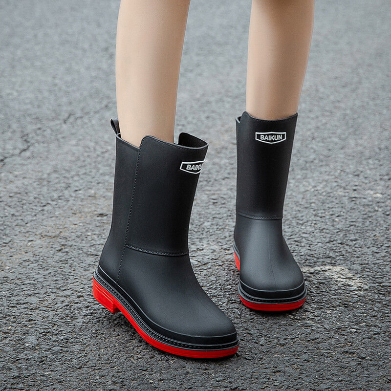 Женские резиновые туфли, модные резиновые сапоги, нескользящие водонепроницаемые туфли до середины икры, женские сапоги для воды, резиновые сапоги, женская резиновая обувьРазмер обуви. EU:37