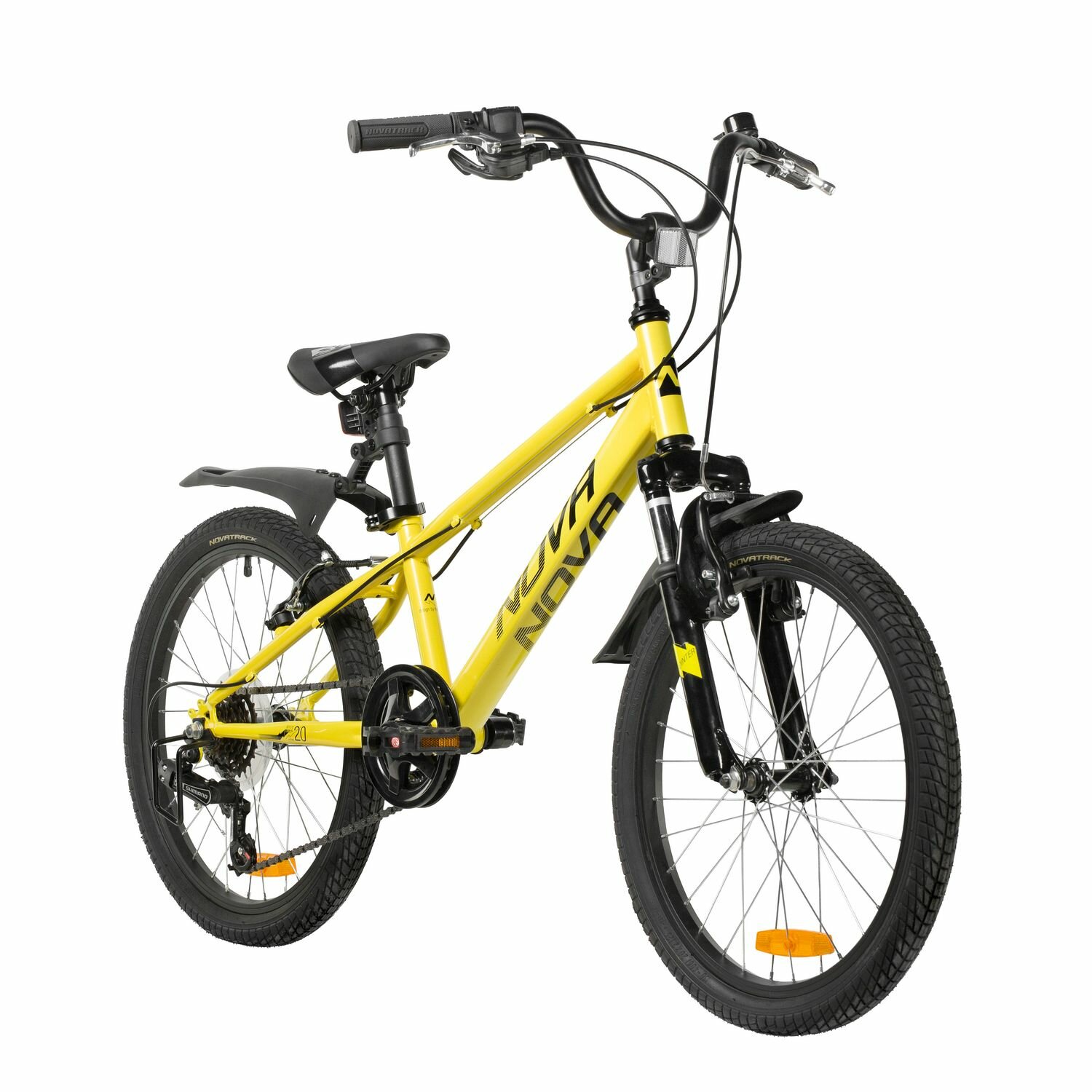 Велосипед NOVATRACK 20" POINTER жёлтый, стальная рама, 6 скор, Shimano TY21/Microshift TS38, V- brake