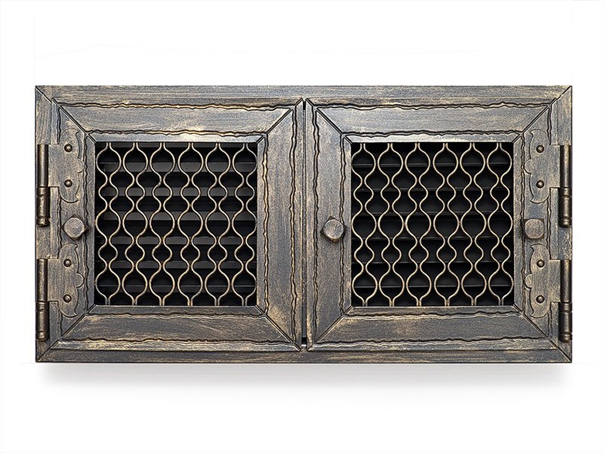 Вентиляционная решетка для камина Kratki (Польша) Ретро золото 20х38 с жалюзи