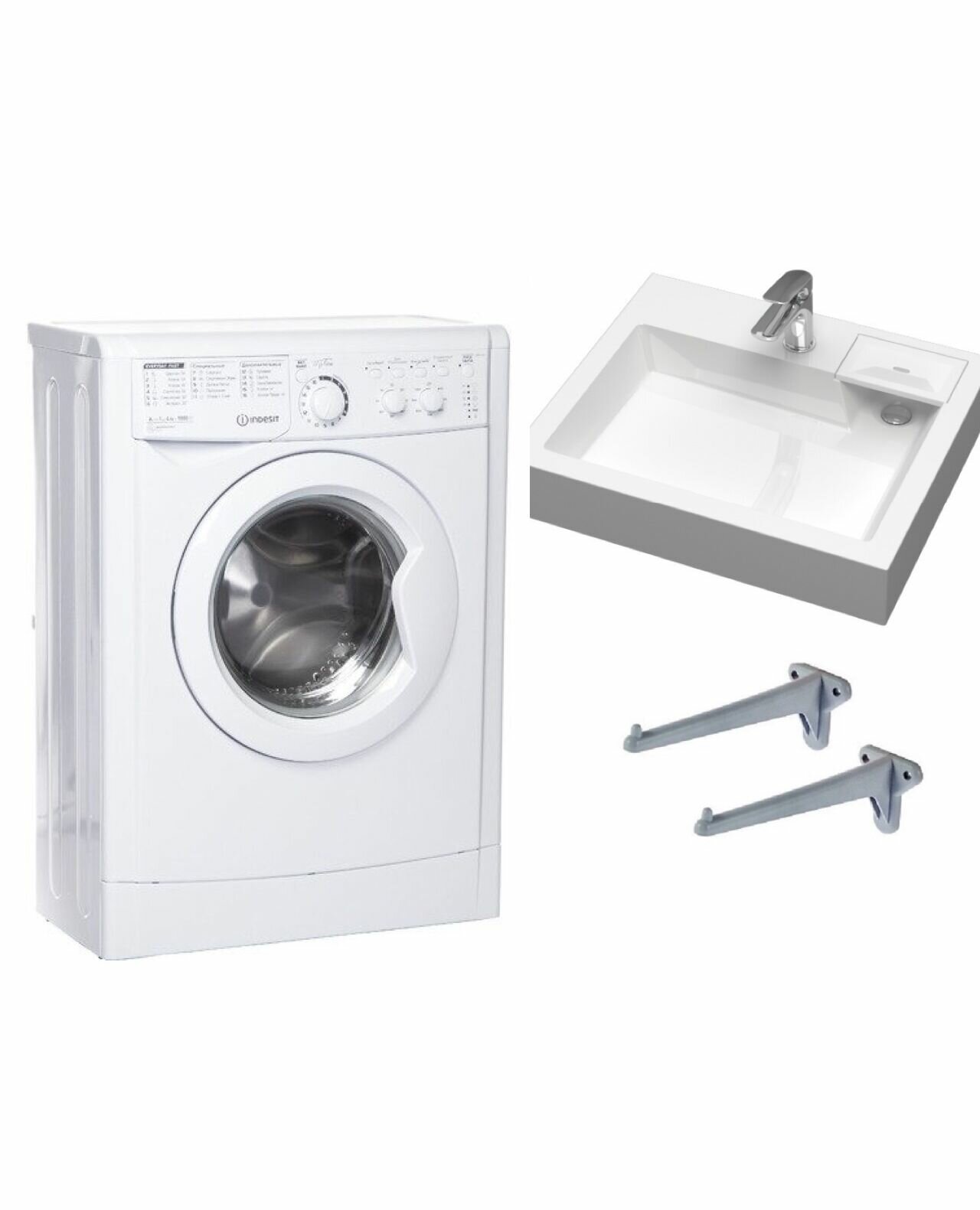 Стиральная машина Indesit EWUC 4105 и раковина Энигма 55