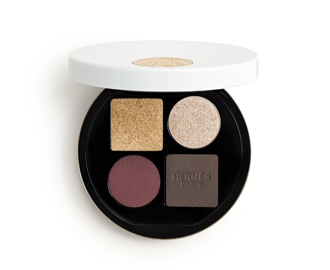 Палетка теней для век HERMÈS Ombres d’Hermès 3г | 4 оттенка в футляре с рефилом |Тон 06 Ombres Mordorées