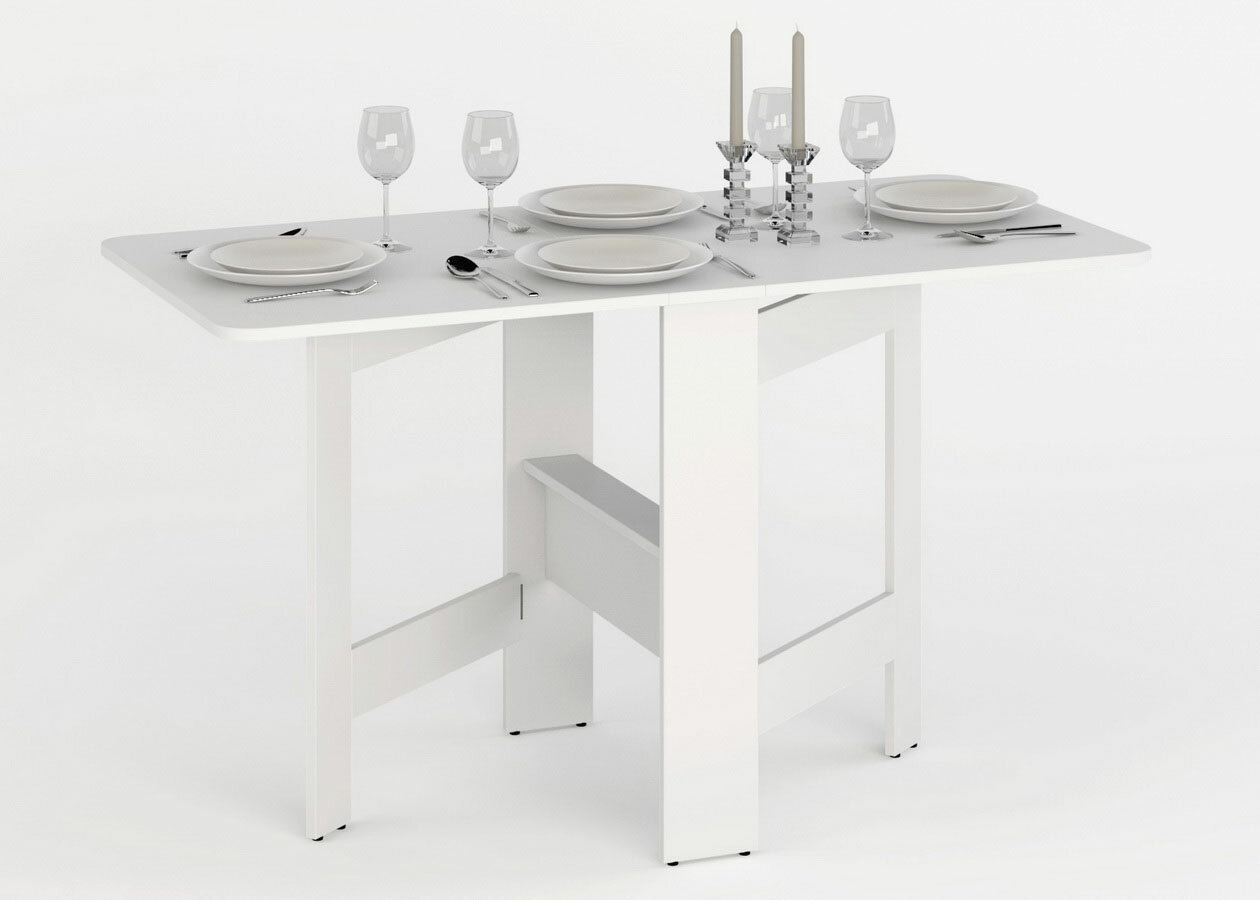 Маленький стол книжка 133х63,8 см МагМебель Ральф-12 белый