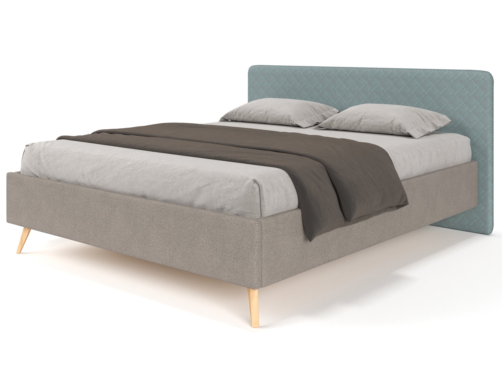 Кровать двуспальная Soft Element Ларса 180х200 Aqua Grey с мягким изголовьем, с подъемным механизмом, с ящиками, жаккард