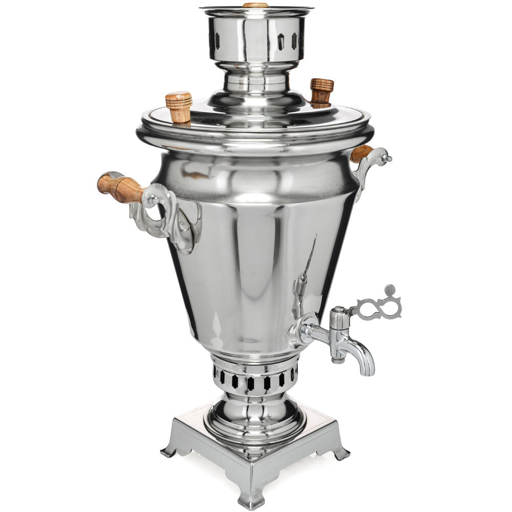 Самовар на дровах 5 литров формы «Рюмка», нержавеющая сталь, серебристый