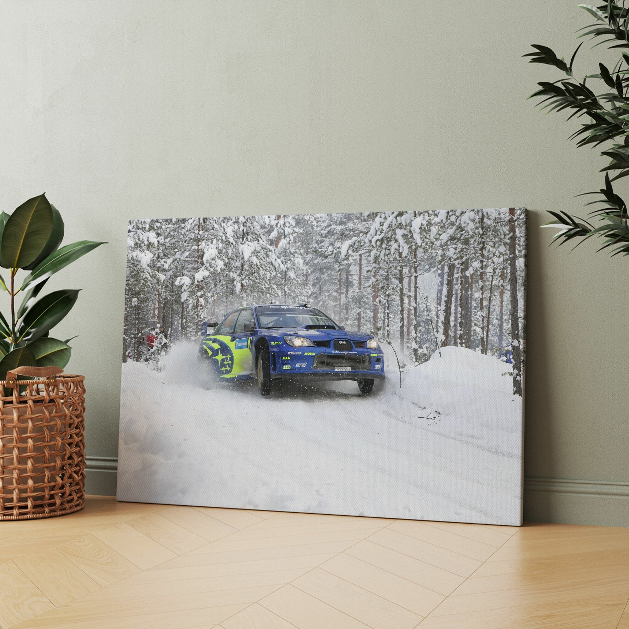 Картина на холсте (subaru impreza wrx rally winter субару ралли зима sti импреза 2007 snow) 20x30 см/для интерьера/в комнату/на стену/в подарок