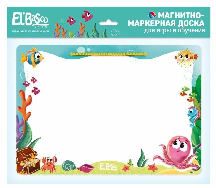 Магнитно-маркерная доска "Подводный мир", двусторонняя комбинированная доска для рисования мелками и стираемыми маркерами и игры с магнитами