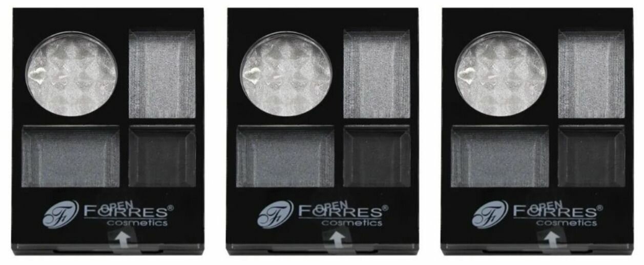 Farres cosmetic Тени для век матово-перламутровые, четырехцветные, тон № 5 Серо-черный, 3 шт
