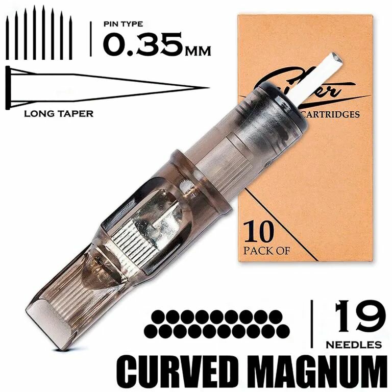 Тату картриджи EZ FILTER Curved Magnum 19CMLT/0.35 (1219cm) 10шт
