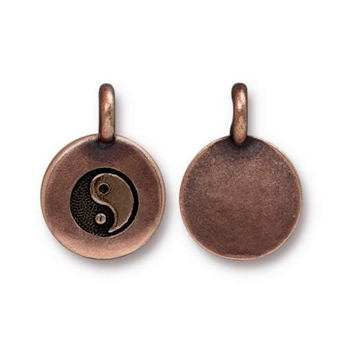 Подвеска, 16.5х12мм, TierraCast, тег Инь-Ян, базовый материал - оловянный сплав, медный с чернением, 2 шт.