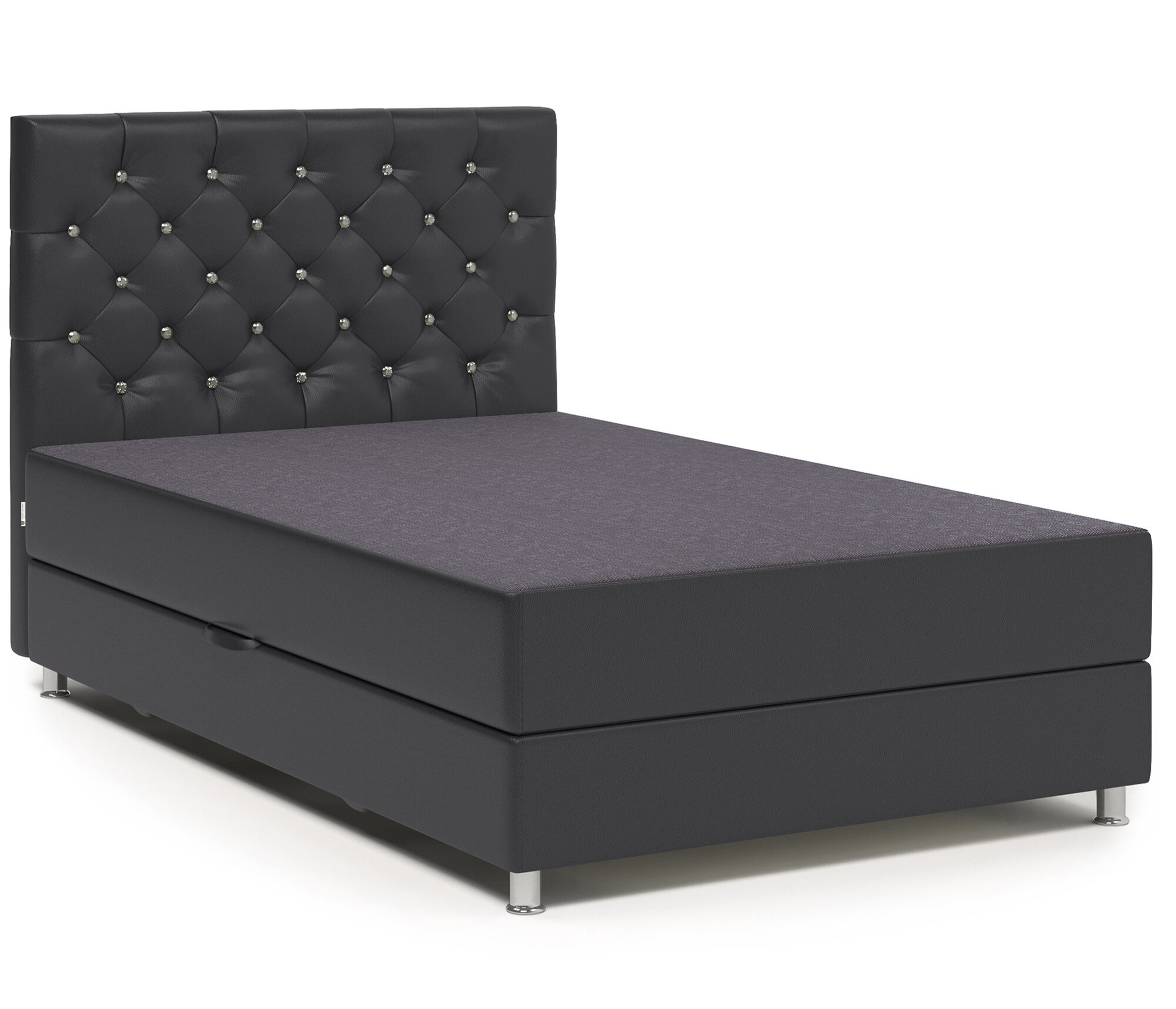 Кровать тахта Шармэль Люкс 120х198 см, серая рогожка и черная экокожа