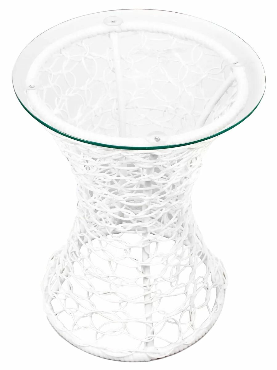 Стол Бонго мини классика стекло (бесцвет), белый, 0,40 м