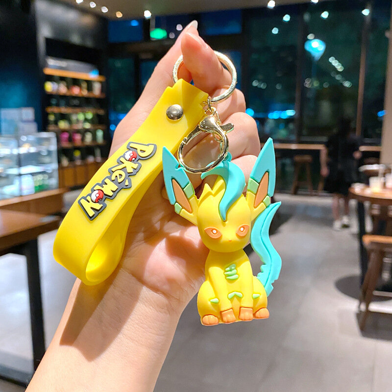 Брелоки с Пикачу, покемонами и семейством Иви, плюшевые игрушки, милые брелоки для рюкзаков, автомобильные брелоки