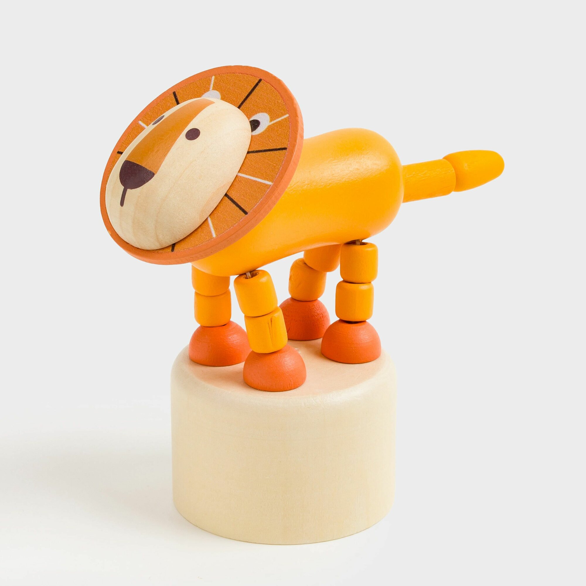 Игрушка, 9х4 см, дергунчик, дерево, желтая, Львенок, Leo, Kuchenland
