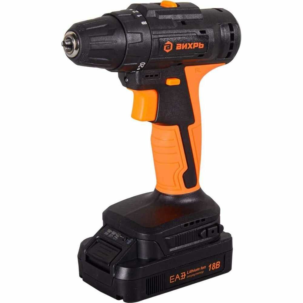 Вихрь Дрель-шуруповерт аккумуляторная ДА-18Л-2К/Б 2,0 А/ч бесщеточный двигатель 72/14/22