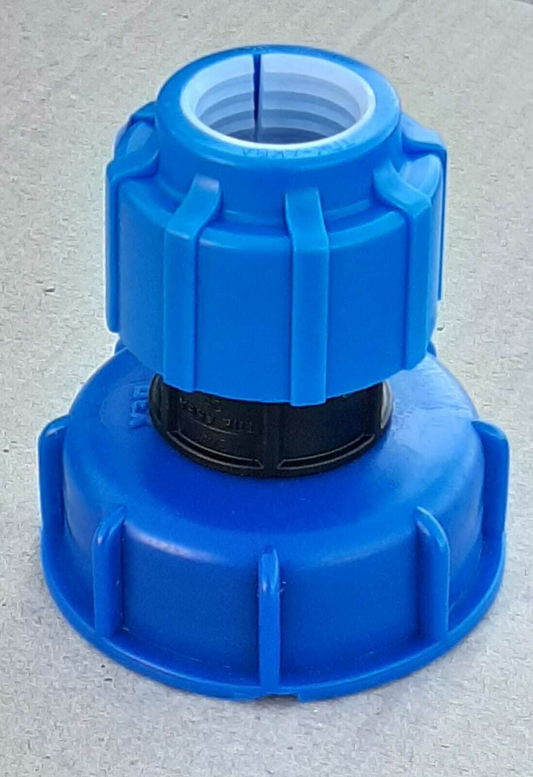 Муфта ПНД 25 мм / с переходником на куб / кран еврокуба /