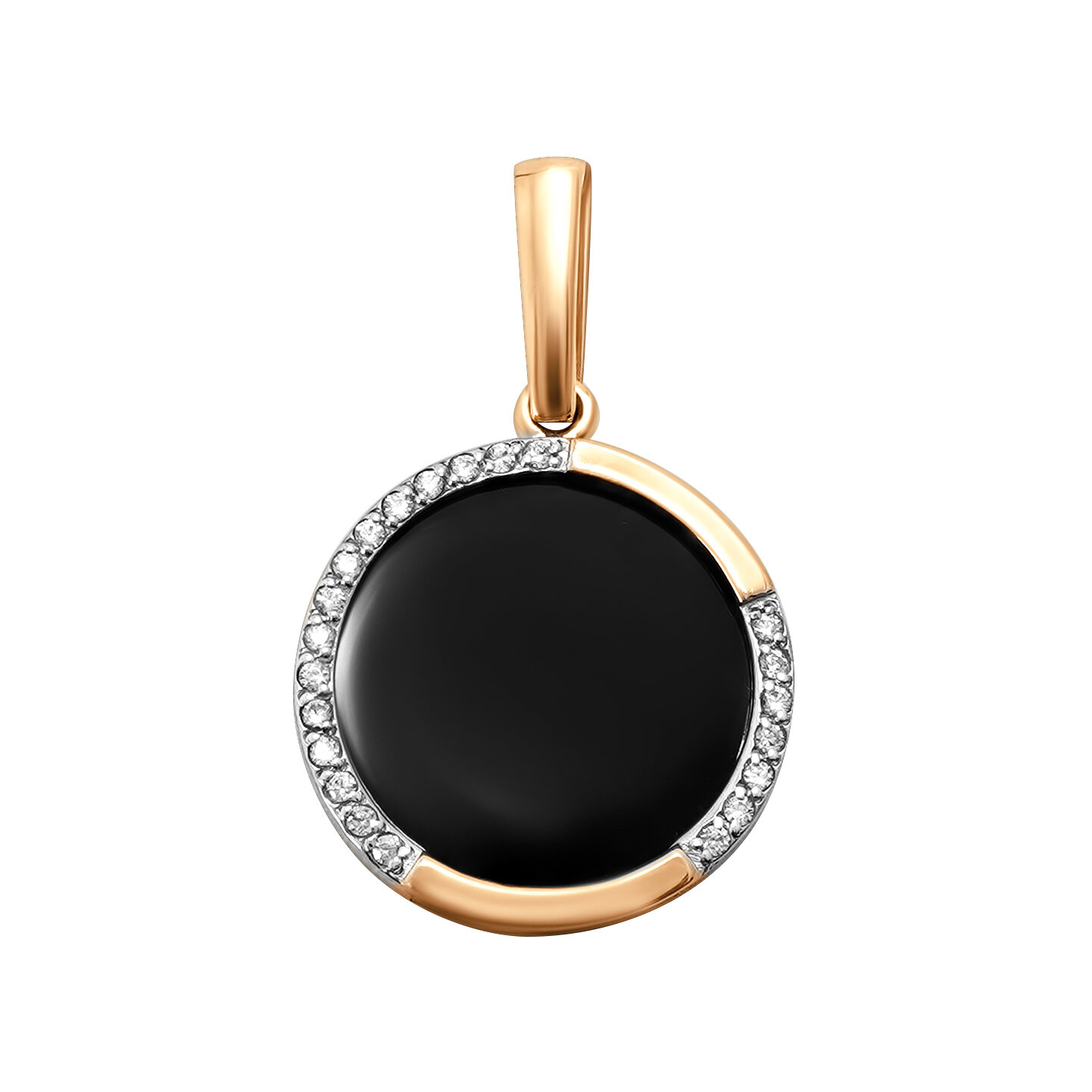 Подвеска, золото, 585 проба, оникс, фианит