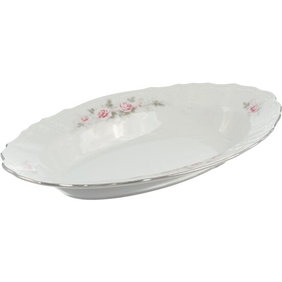 Блюдо Bernadotte "Бледные розы отводка платина" овальное 24 см