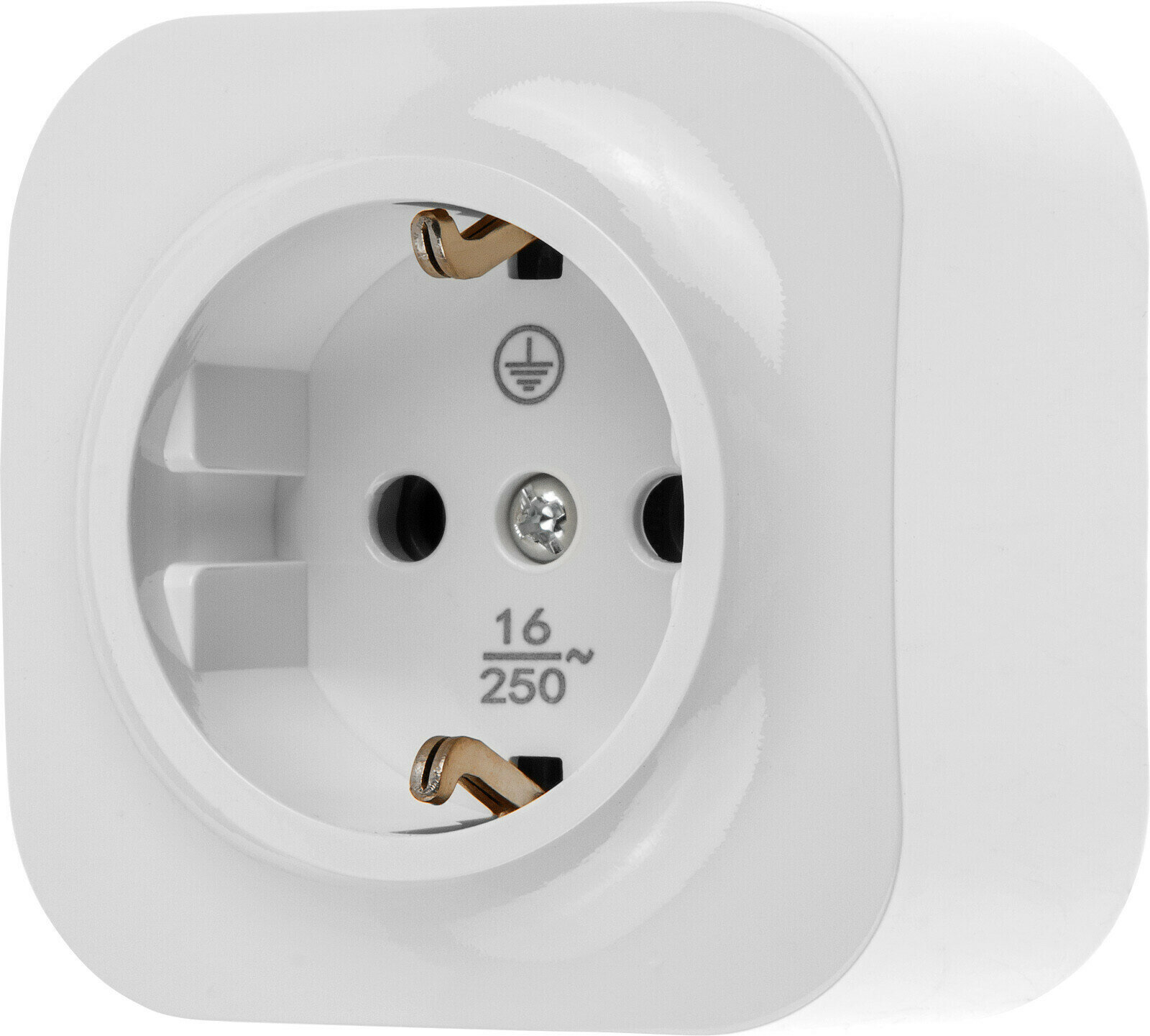 Розетка 1-ая (открытая, с/з) белая, Bailly, LEIDEN ELECTRIC (806004)