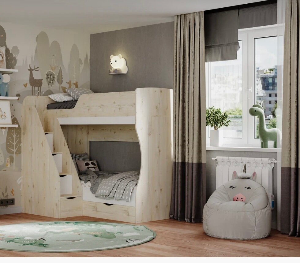 Кровать 2-х ярусная Умка-3 (гаскон пайн + белый)180х80