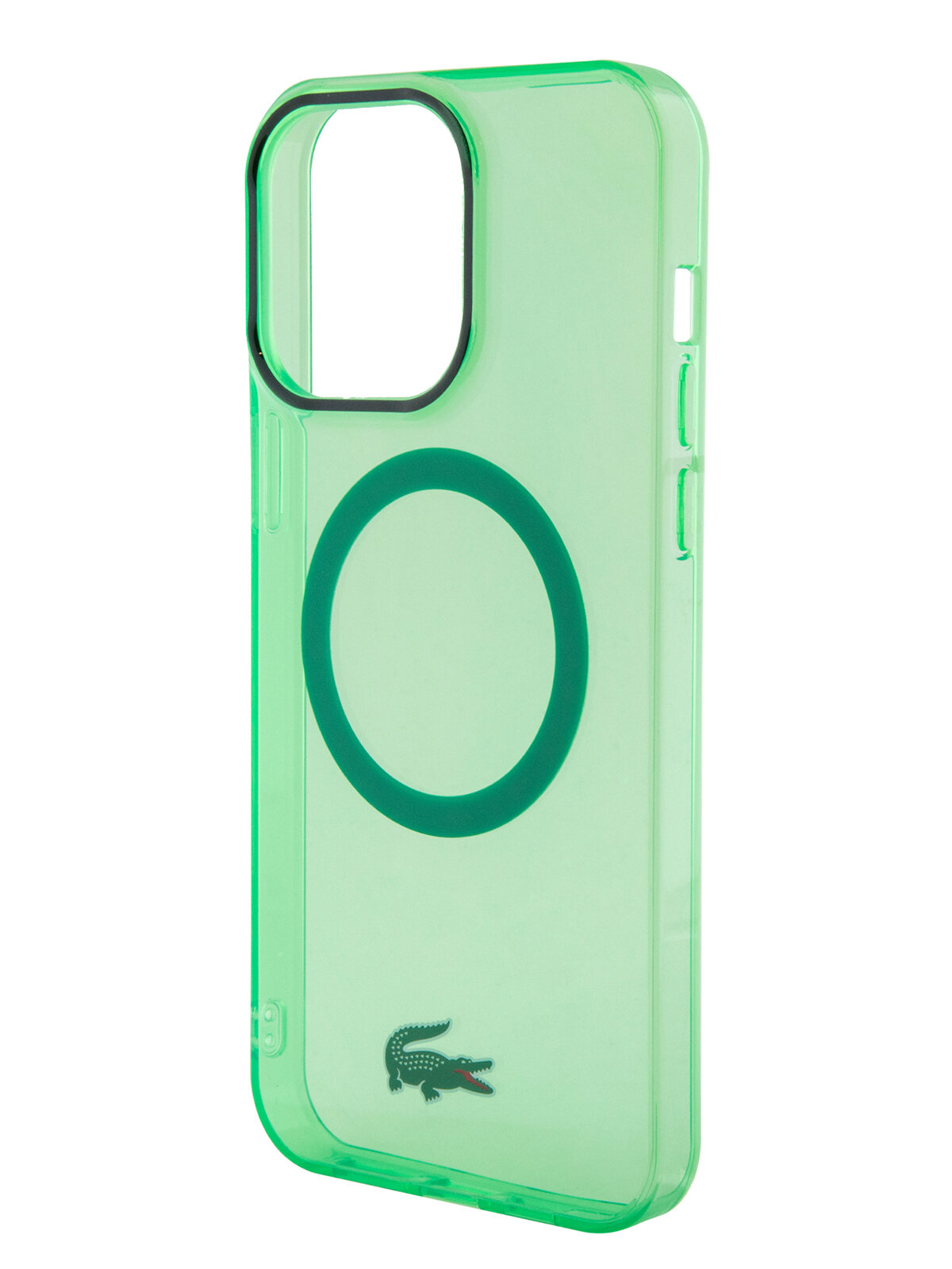 Lacoste для iPhone 15 Pro чехол PC/TPU Croc logo Hard Transparent Green (MagSafe)