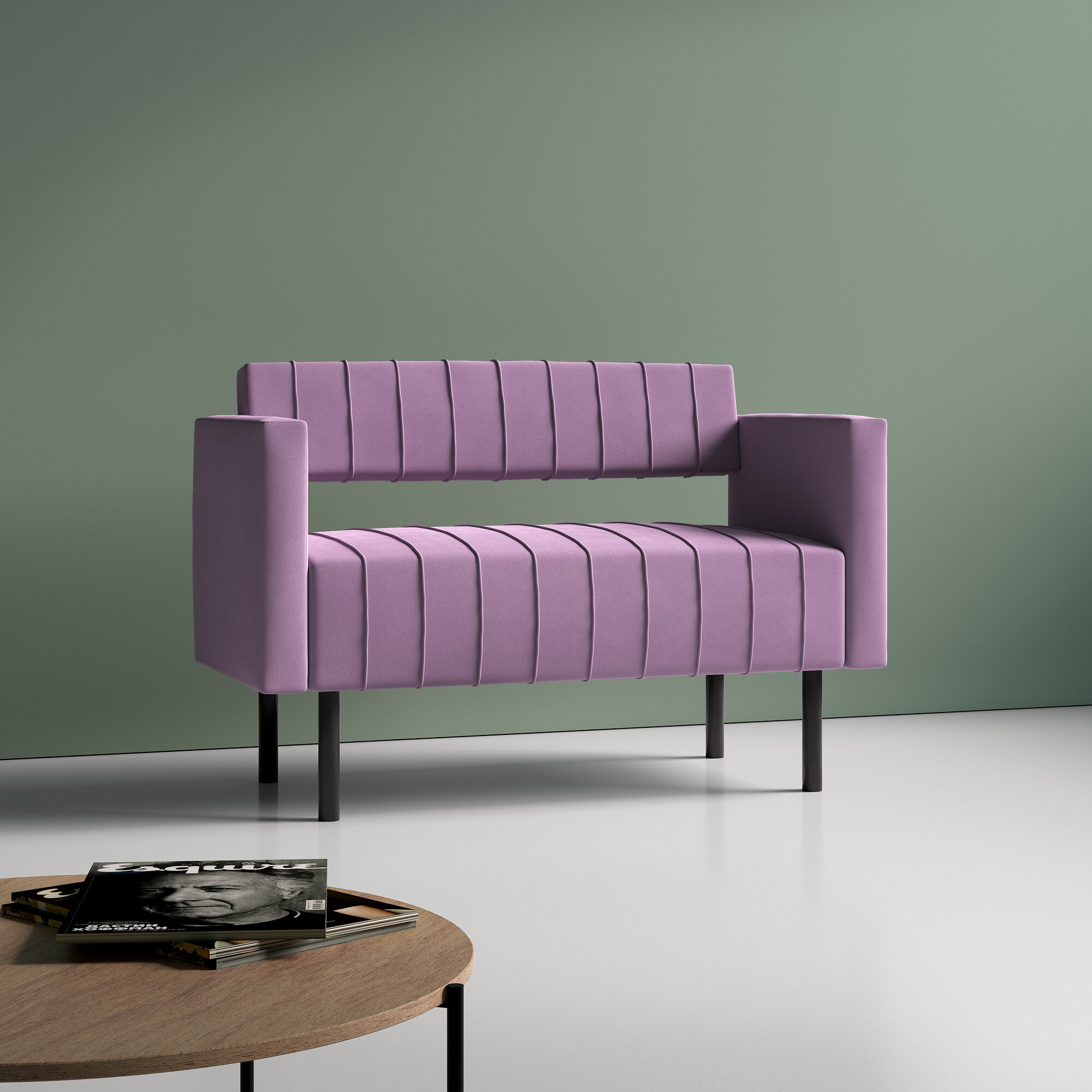 Диван RAIN, на кухню, в холл, в студию, 116 см, антивандальный велюр, сиреневый