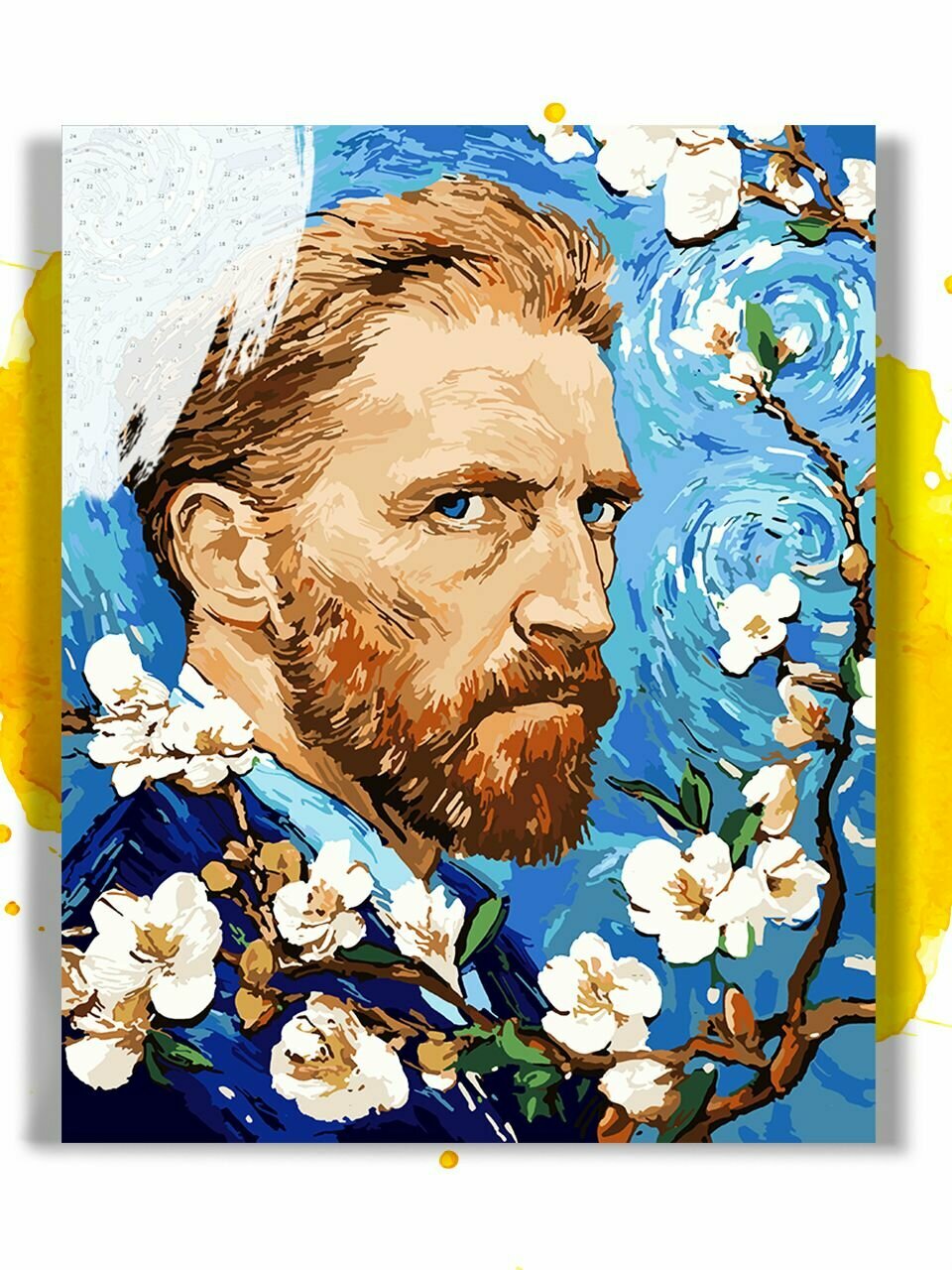 Картина по номерам на холсте Ван Гог в цветах миндаля, 40 х 50 см