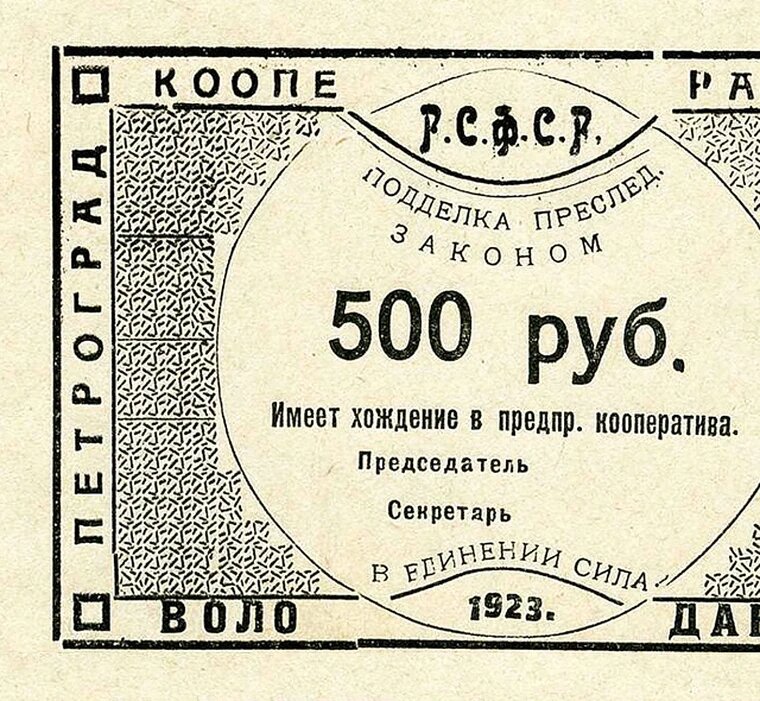 500 рублей 1923 года РСФСР Володарец сувенирная копия боны, банкноты и купюры редкие коллекционные