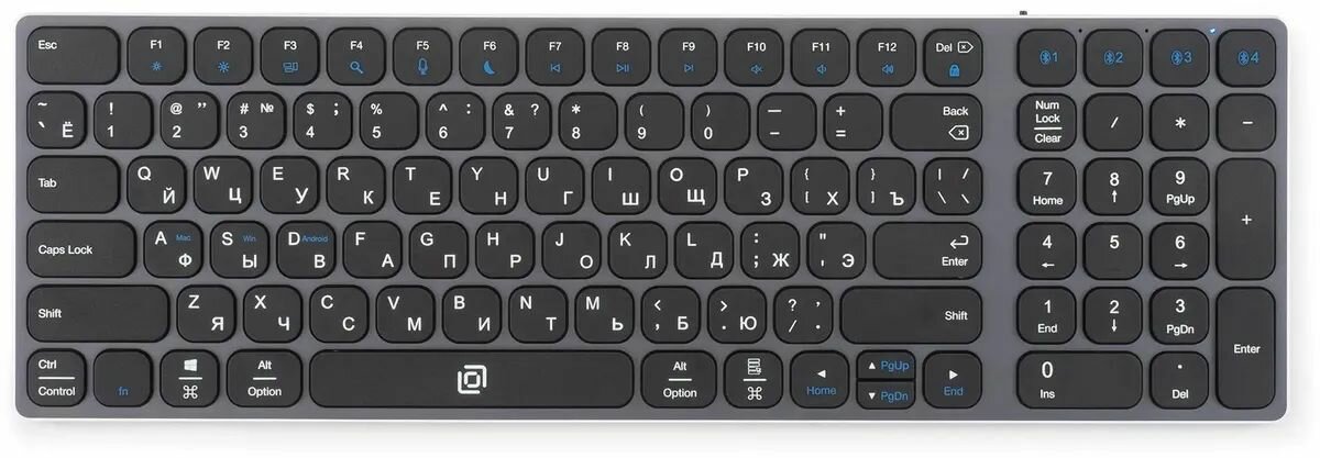 Клавиатура OKLICK Оклик K767W черный/серебристый USB беспроводная BT/Radio slim Multimedia (2002135) 2002135