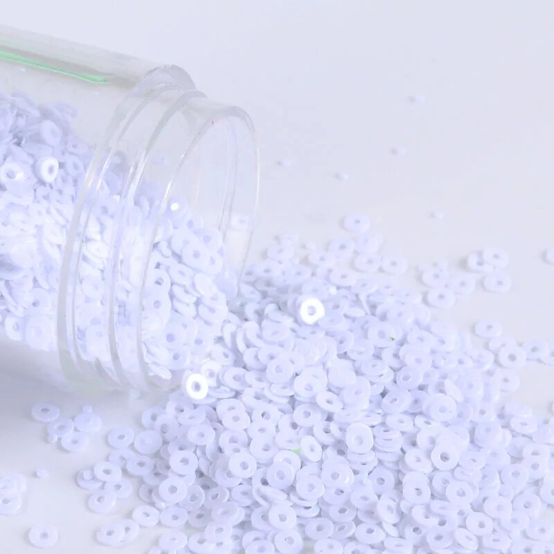 Плоские круглые блестки Flatcup 10г Белый, 5mm 10g 1000Pcs, White