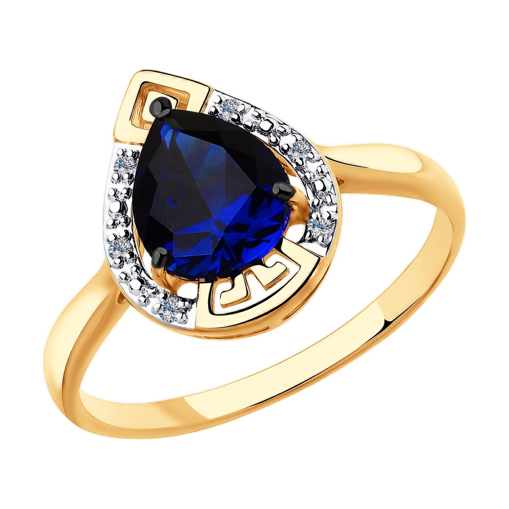 Кольцо, красное золото, 585 проба, бриллиант, корунд