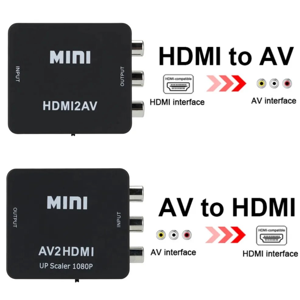 Преобразователь AV RCA на HDMI Продукт A Black, HDMI to AV