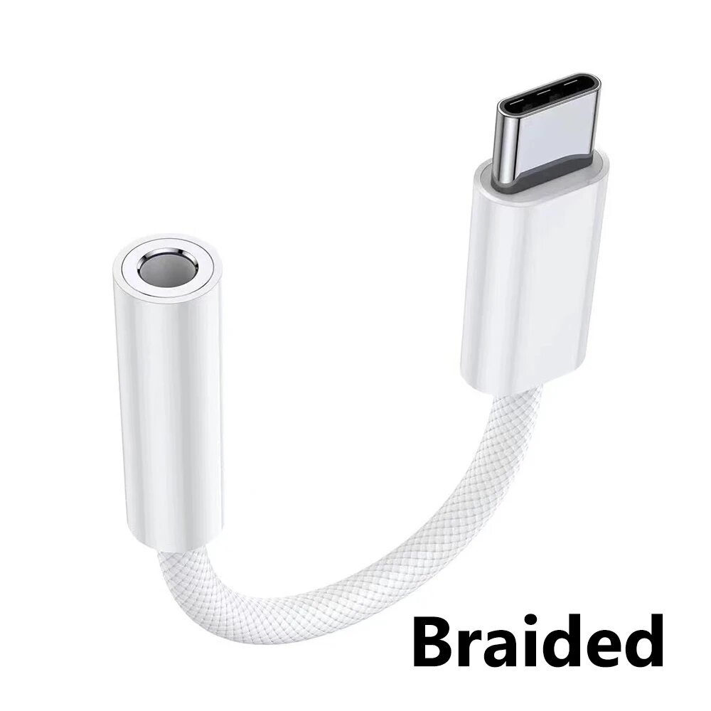 Адаптер для наушников Type-c на 3,5 мм для iPhone 15 Pro Max Plus DAC Call 3,5 Jack USB C Аудиокабель-конвертер с микрофоном для Samsung Braided