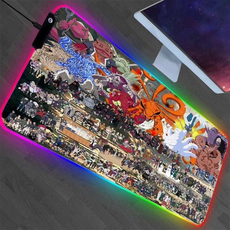 Игровой коврик NARUTO SHIPPUDEN, нескользящая, RGB подсветка, 40x90 см