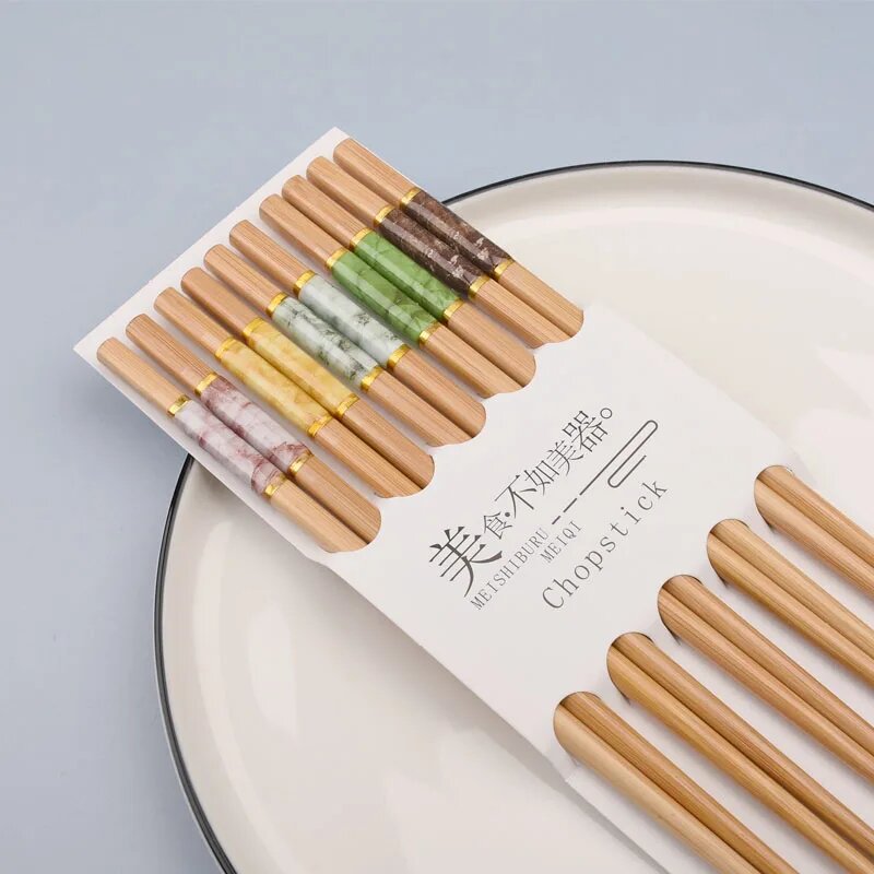 Бамбуковые палочки для еды 5 пар New Five colors