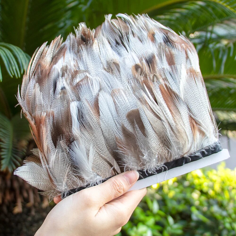 Декоративная бахрома из перьев фазана и курицы BesdealFeather 1 метр as picture show