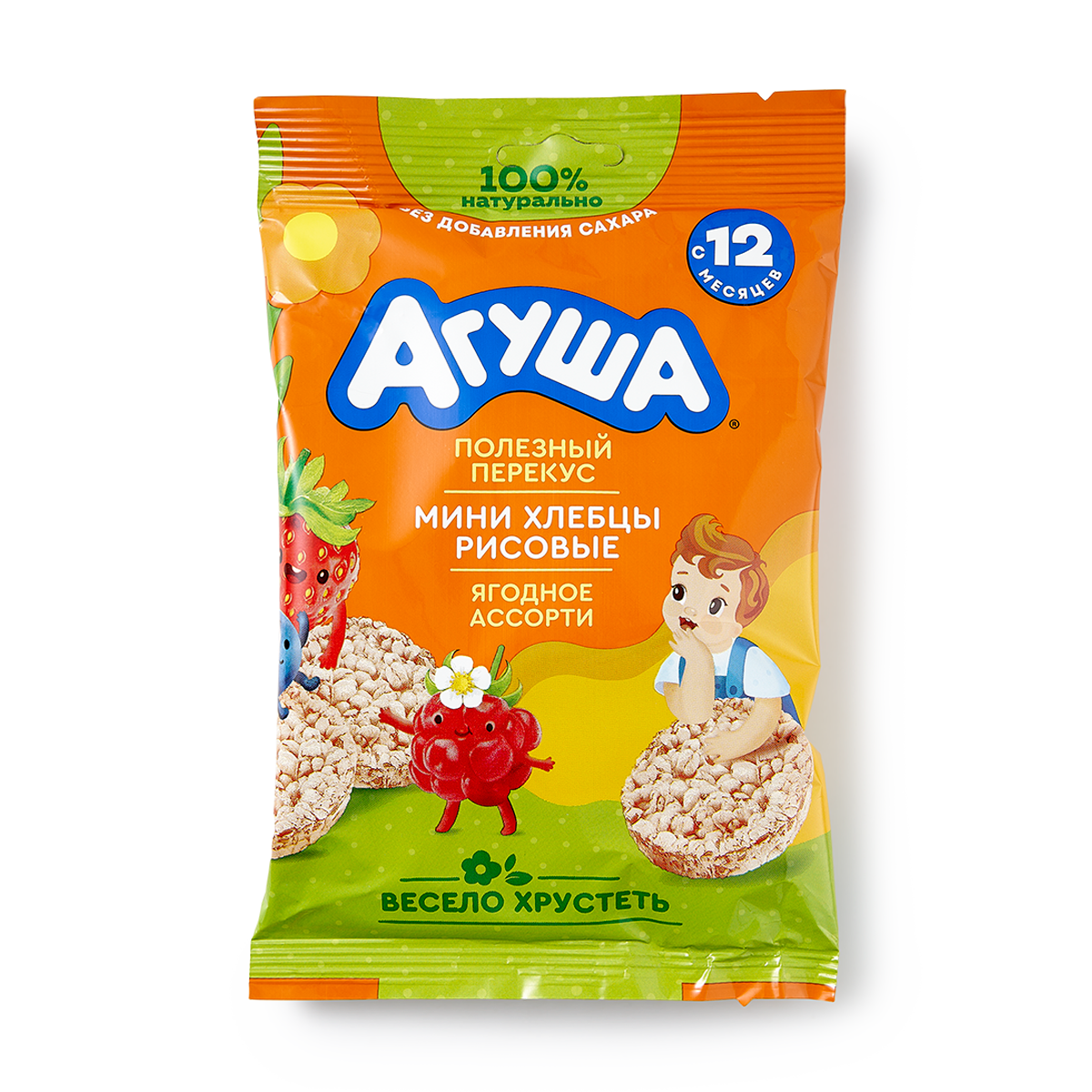 Мини-хлебцы Агуша "Ягодное ассорти", рисовые, с 12 мес, 30 г