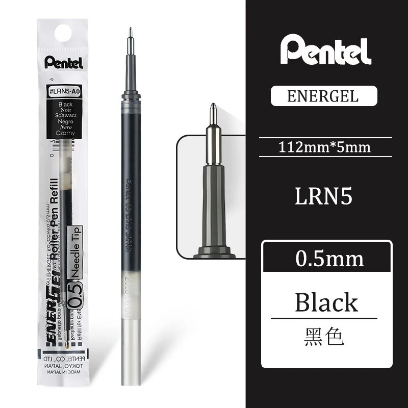 Pentel гелевая заправка LRN5 0,5 мм Черный, Black