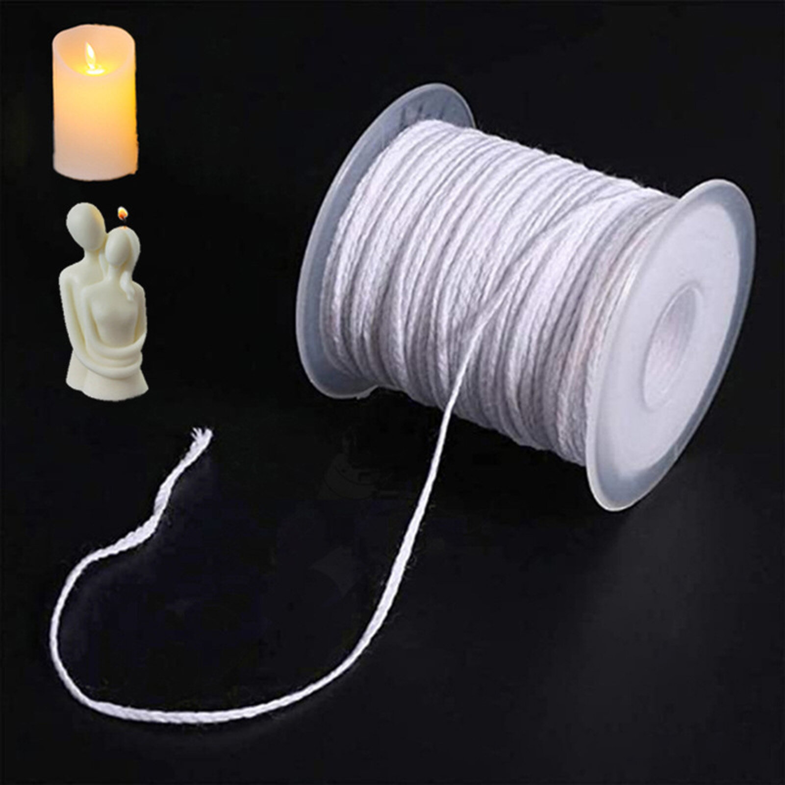Проволока для фитиля для свечи, белая, 61 м, 12,5 мм, диаметр 2,6 мм, основа из хлопка, алюминиевого сплава, рулон фитиля для свечи, для изготовления своими руками