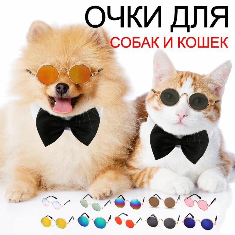 Очки для домашних животных, светоотражающие солнцезащитные очки для кошек и собак, реквизит для съемок